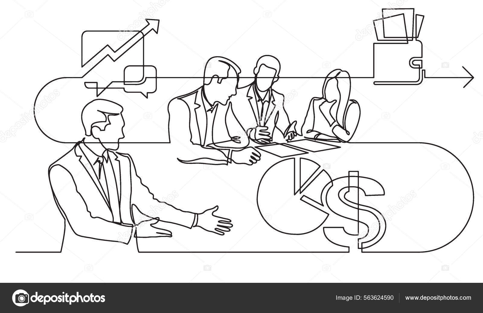 Business Concept Continuous Line Drawing Illustration Work Process ...