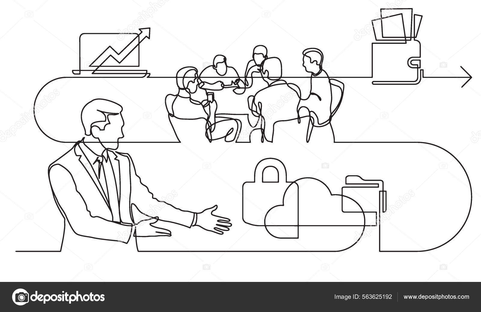 Business Concept Continuous Line Drawing Illustration Work Process ...