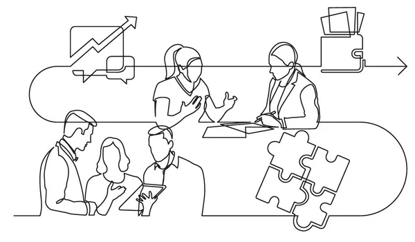 Business Concept Continuous Line Drawing Illustration Work Process ...