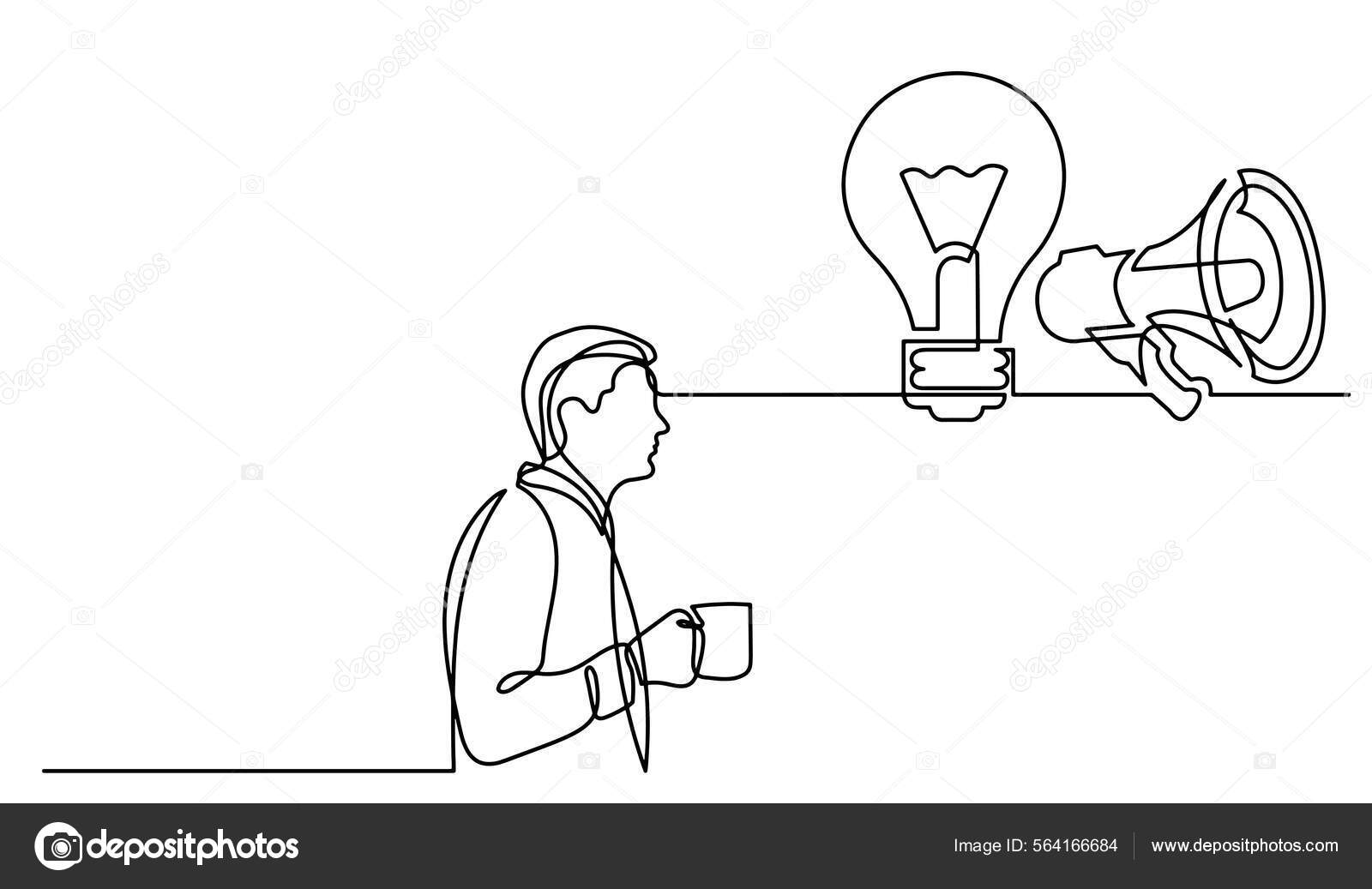One Line Drawing Person Thinking Solving Problems Finding Solutions ...