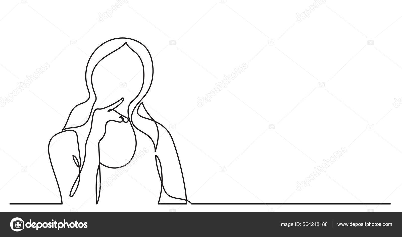 Vector Illustration One Line Drawing Person Thinking New Ideas ...