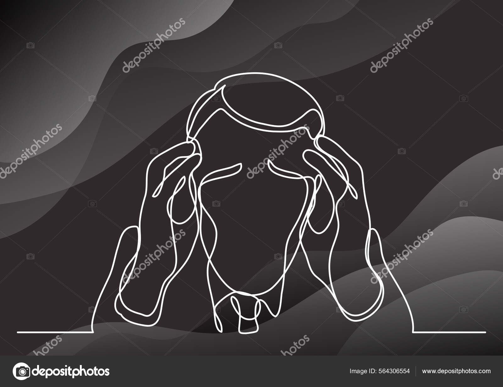 Depressed Businessman Continuous Line Drawing Stock Vector by ...