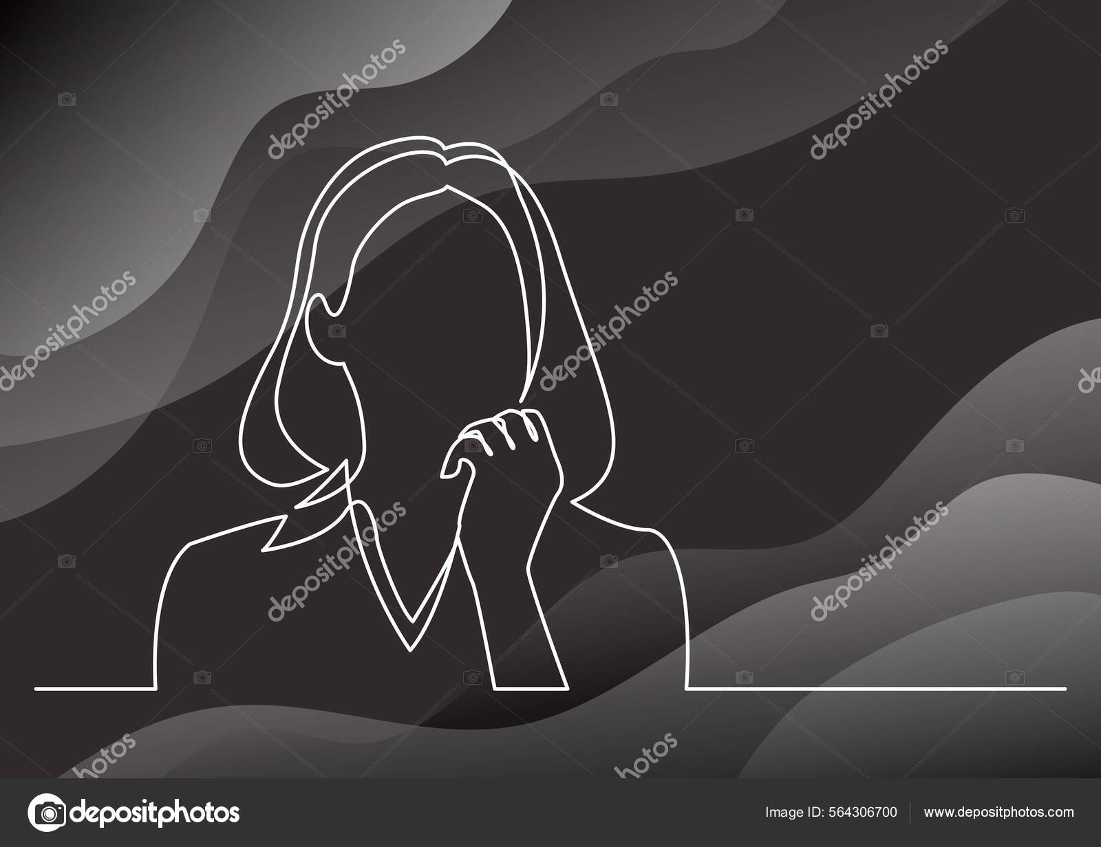 Continuous Line Drawing Woman Thinking Problems Stock Vector Image by ...