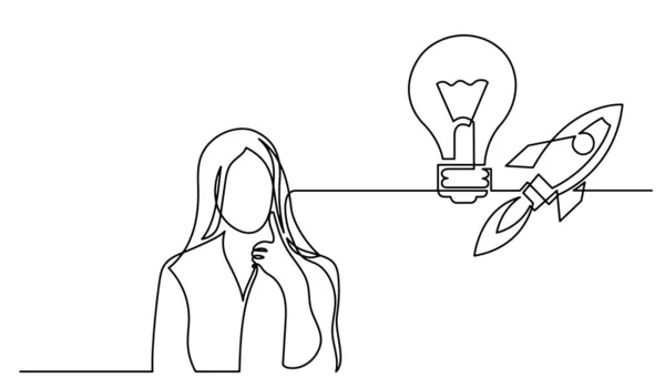 One Line Drawing Woman Thinking Solving Problems Finding Solutions ...