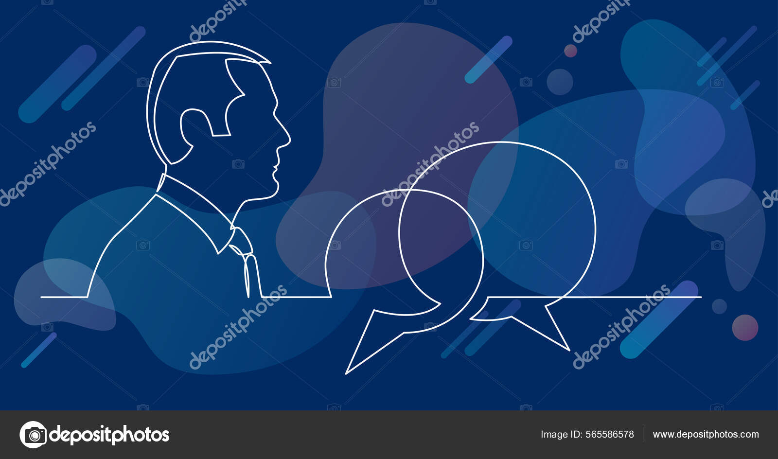 Businessman Thinking Opinions Feedback Continuous Line Drawing Stock ...