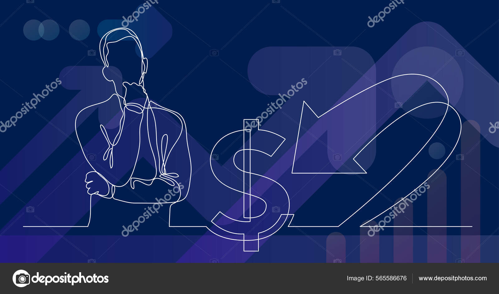 Man Thinking Personal Income Continuous Line Drawing Stock Vector Image ...