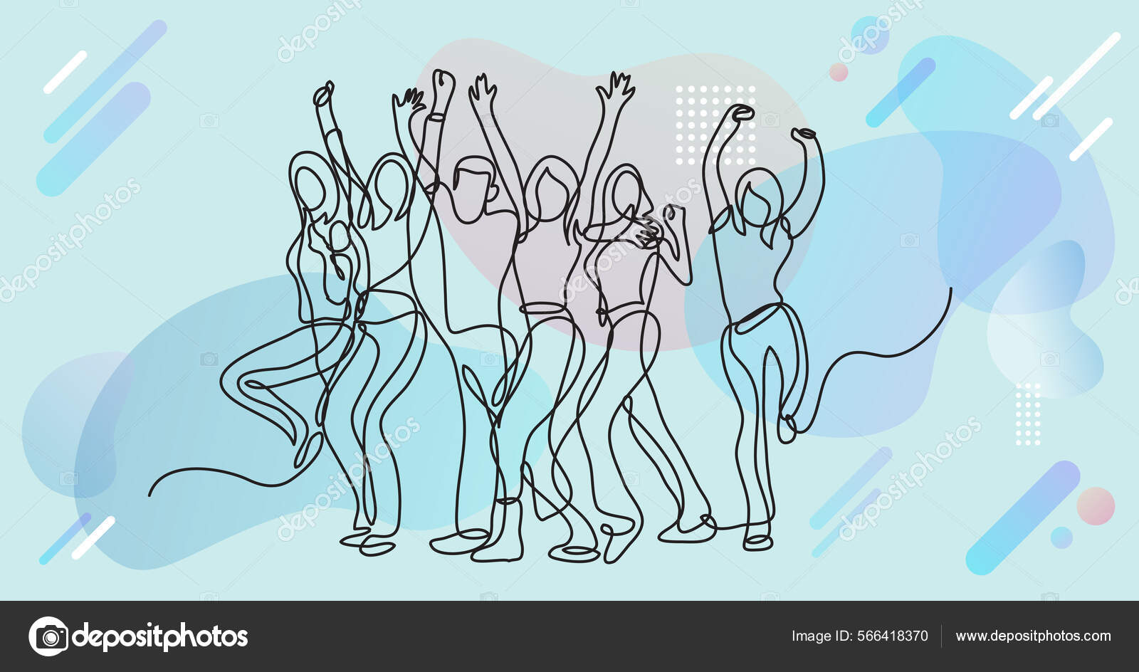 Vector Illustration Layered File Continuous Line Drawing People Color ...