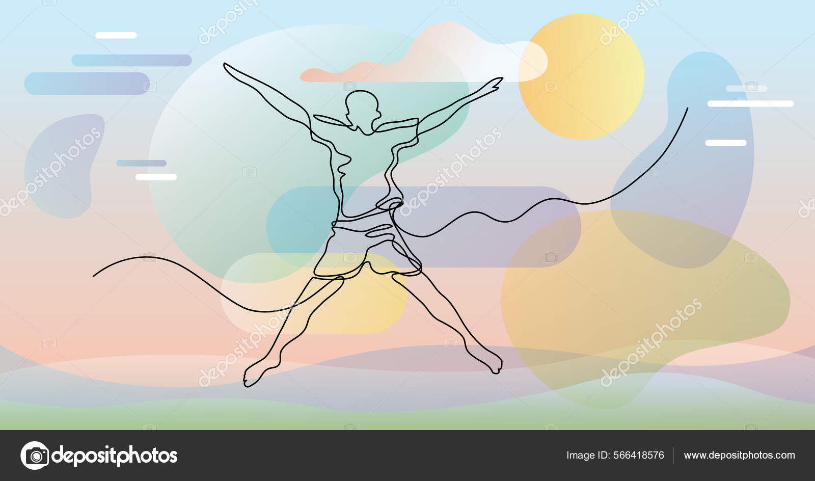 Vector Illustration Layered File Continuous Line Drawing People Color ...