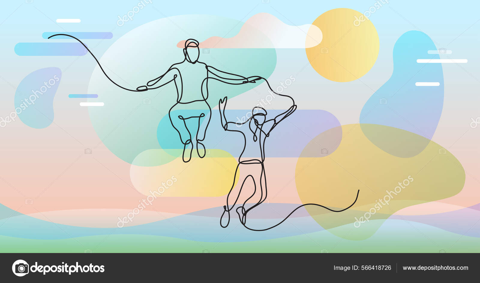 Vector Illustration Layered File Continuous Line Drawing People Color ...