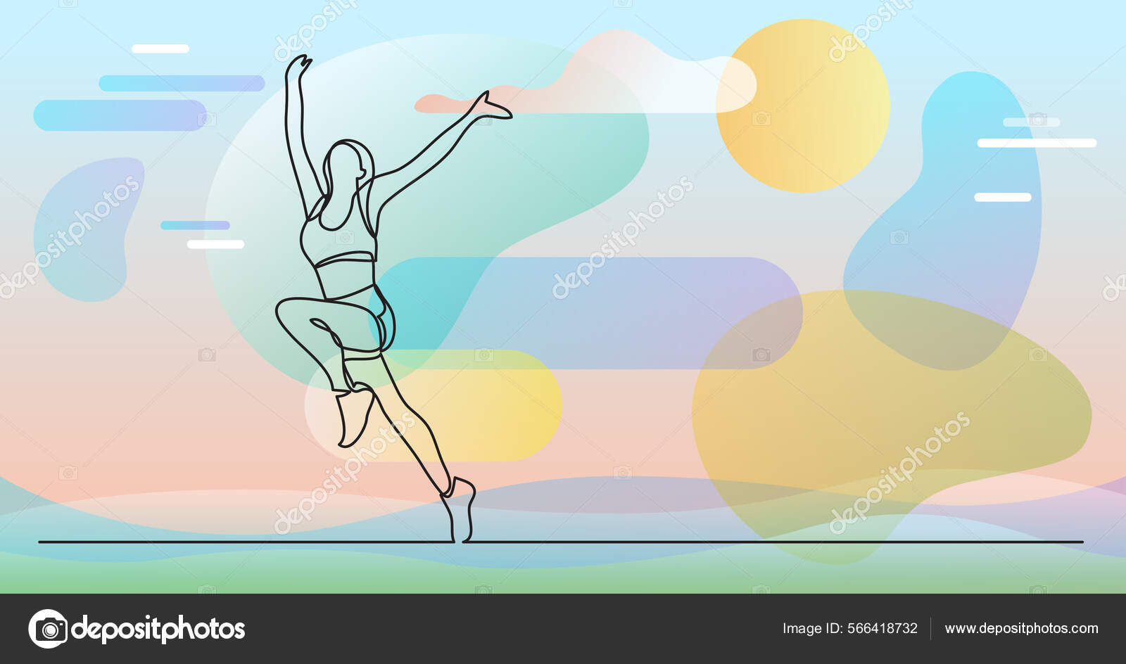 Vector Illustration Layered File Continuous Line Drawing People Color ...