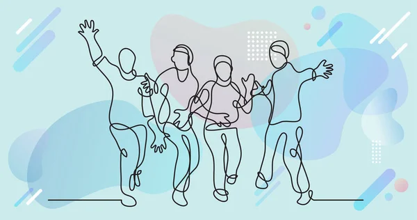 Vector Illustration Layered File Continuous Line Drawing People Color ...