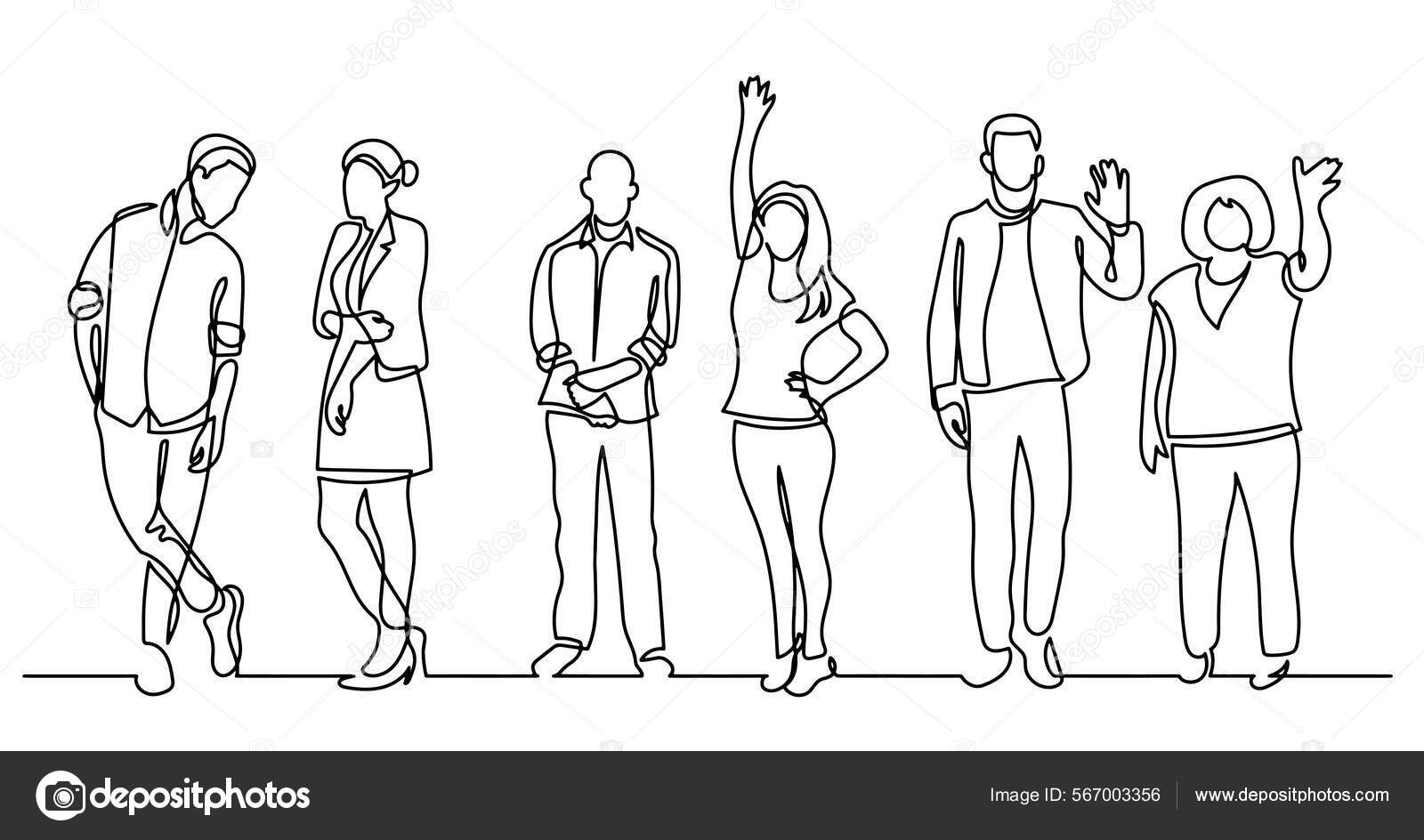 Continuous Line Drawing Diverse Group Standing People Stock Vector by ... Continuous Line Drawing Diverse Group Standing People Stock Vector by ...