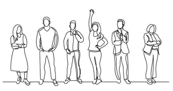 Continuous Line Drawing Diverse Group Standing People Stock Vector by ...
