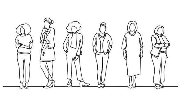 Continuous Line Drawing Diverse Group Standing People Stock Vector by ...