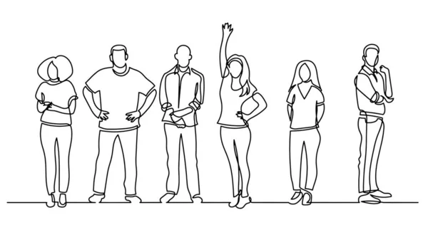 Continuous Line Drawing Diverse Group Standing People Stock Vector by ...