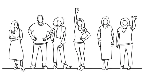 Continuous Line Drawing Diverse Group Standing People Stock Vector by ...