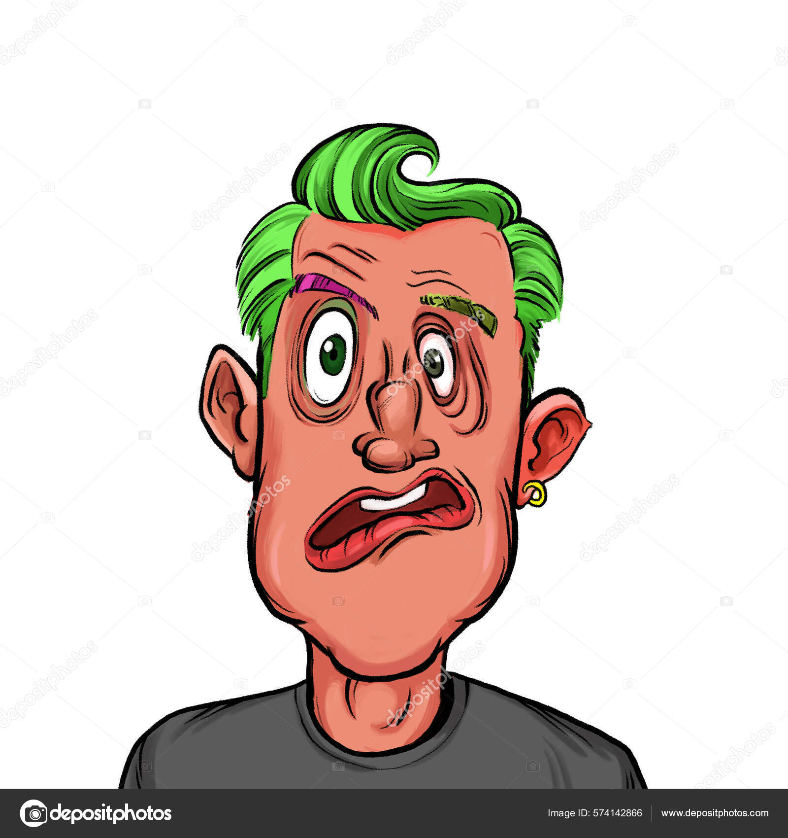 Grappig Persoon Cartoon Emoticon Verrast Uitdrukking Cartoon Gezicht