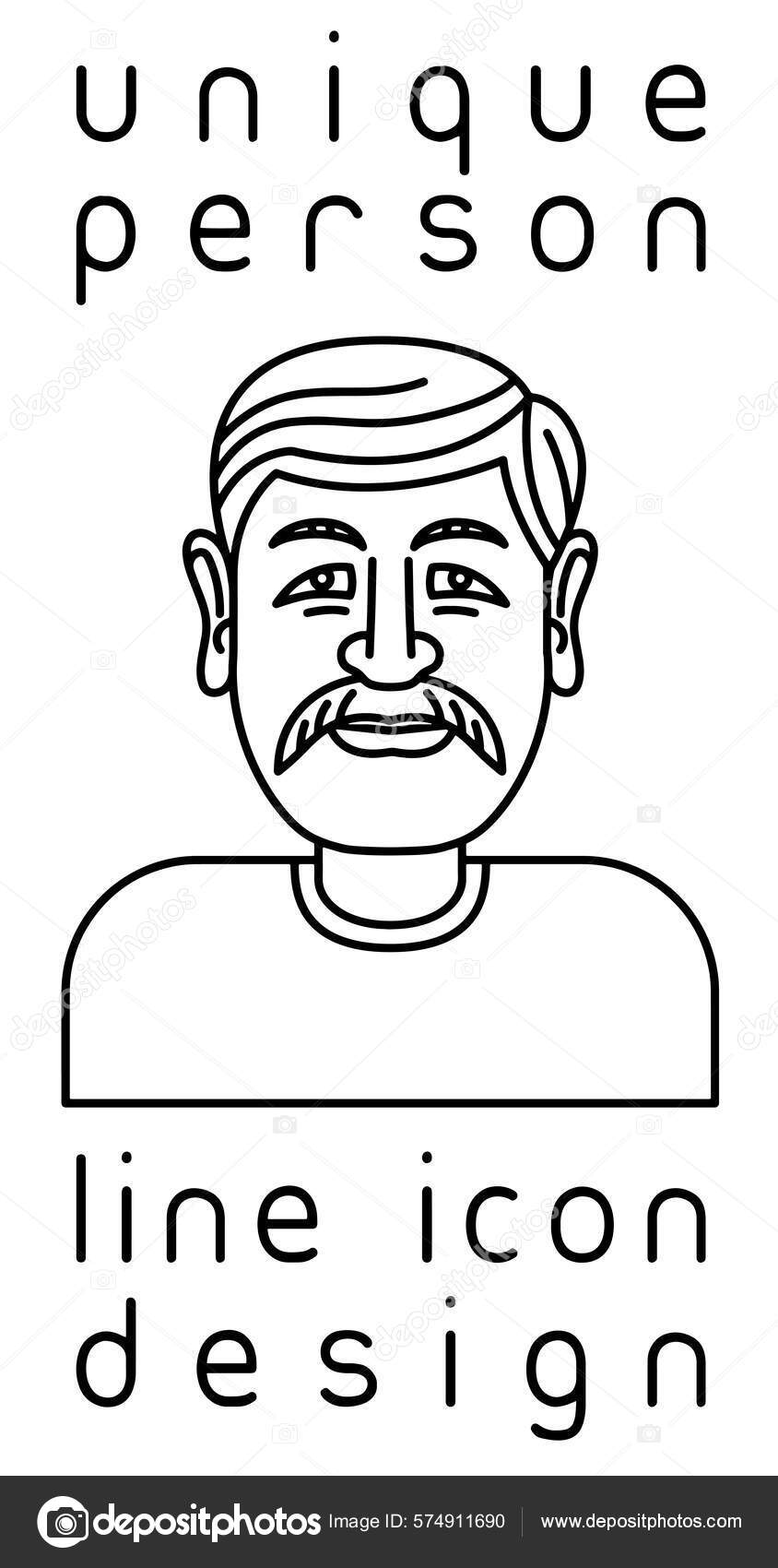 Unique Authentic Imaginary Person Line Icon User Profile Picture ...