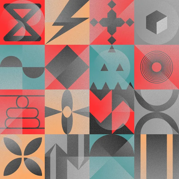 abstract geometric retro futuristic grainy old film effect 50s 60s 70s ...