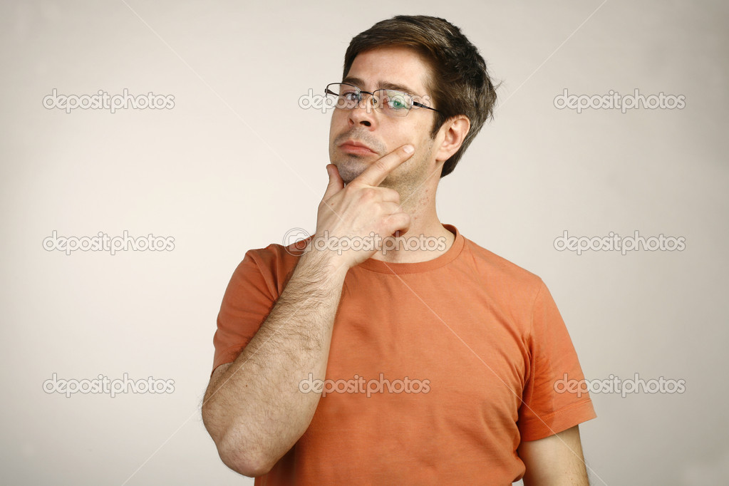 Caucasian Young Man Thinking Doubting and Considering a Decision ...