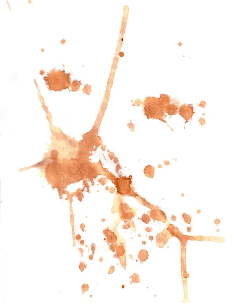 Brown coffee stains and splatters isolated on white Stock Photo by ...