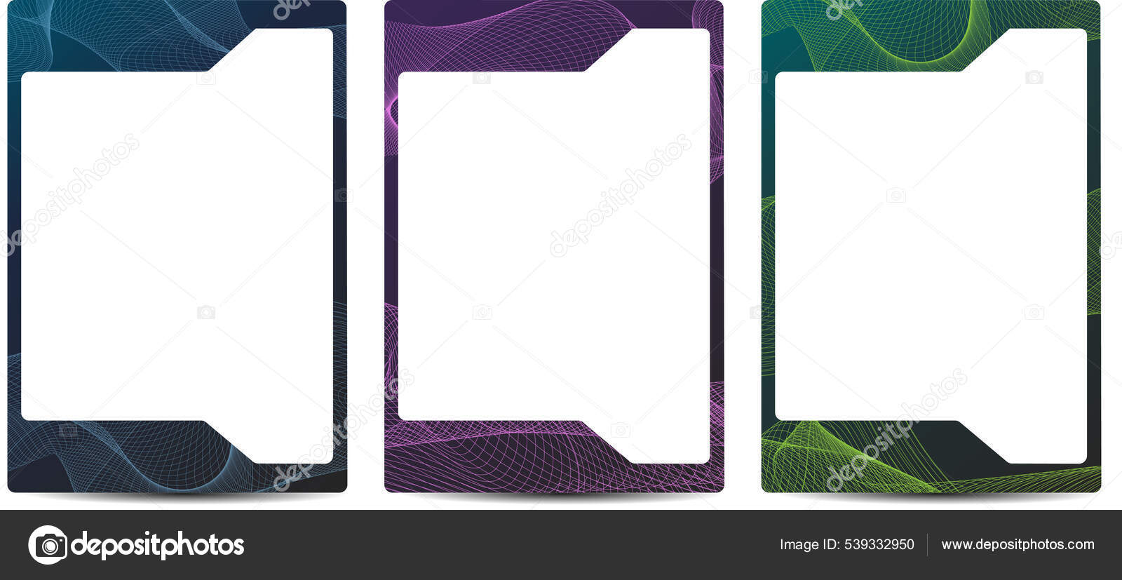 Dynamic Neon Waves Card Frame Template Design Abstract Background Stock ...