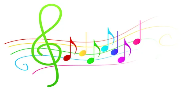 Colored Musical Notes On Stave — Stock Vector © radub85 #28974631