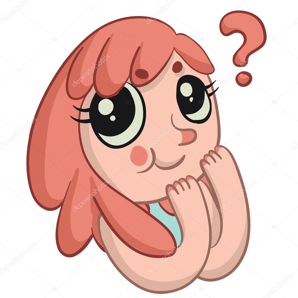 Retro chica de dibujos animados en duda vector, gráfico vectorial ...