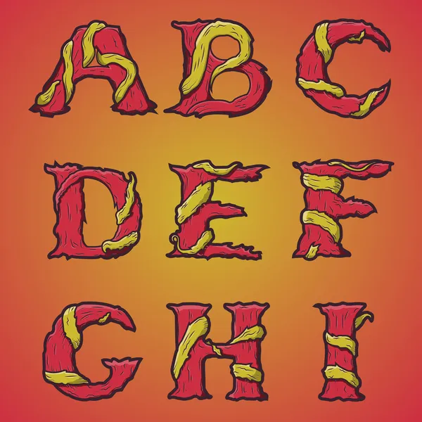 Halloween decorative alphabet - Tree & roots letters, font. Vector ...