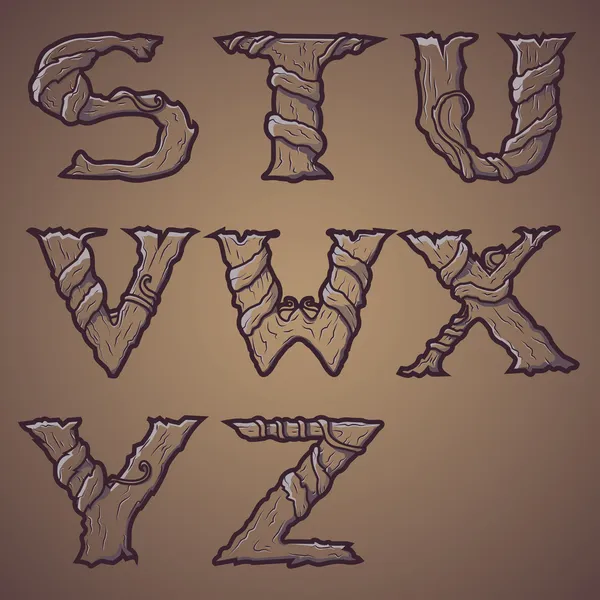 Halloween decorative alphabet - Tree & roots letters, font. Vector ...