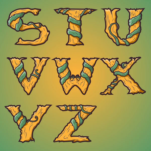 Halloween decorative alphabet - Tree & roots letters, font. Vector ...