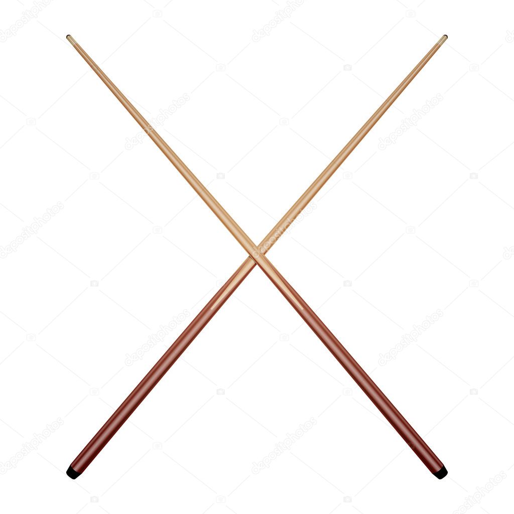 Billiard cues isolated on white background. Vector illustration Stock ...