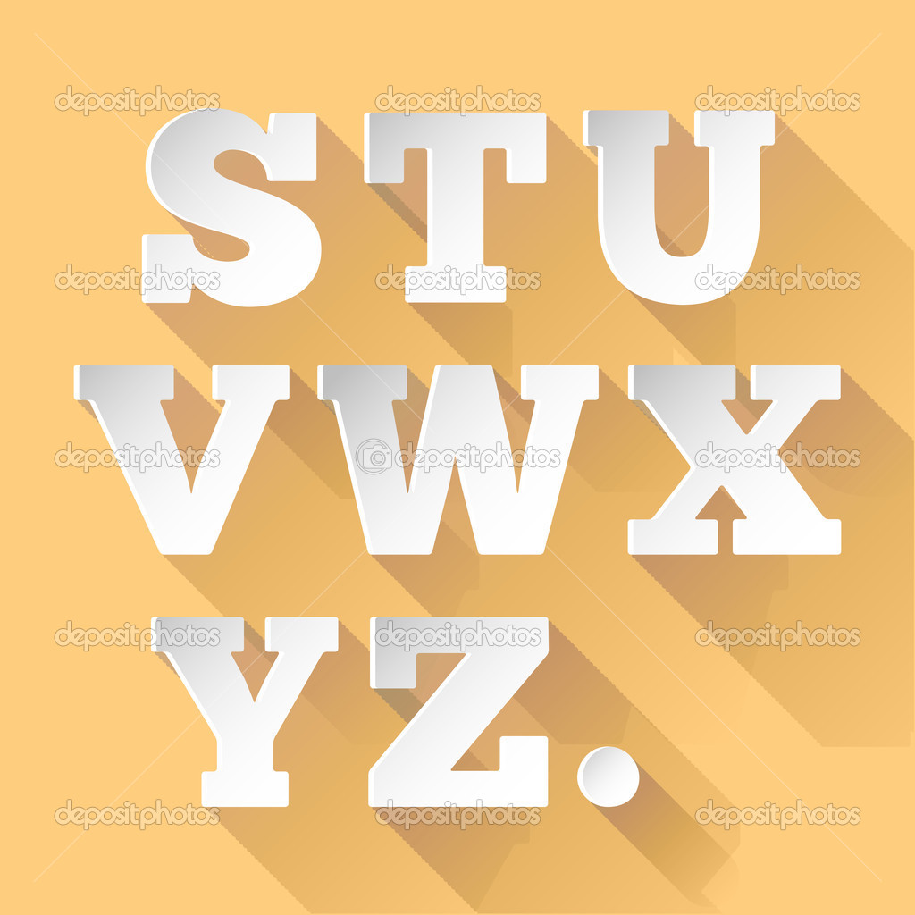 Paper alphabet with long shadow. Trendy flat design. Vector ...