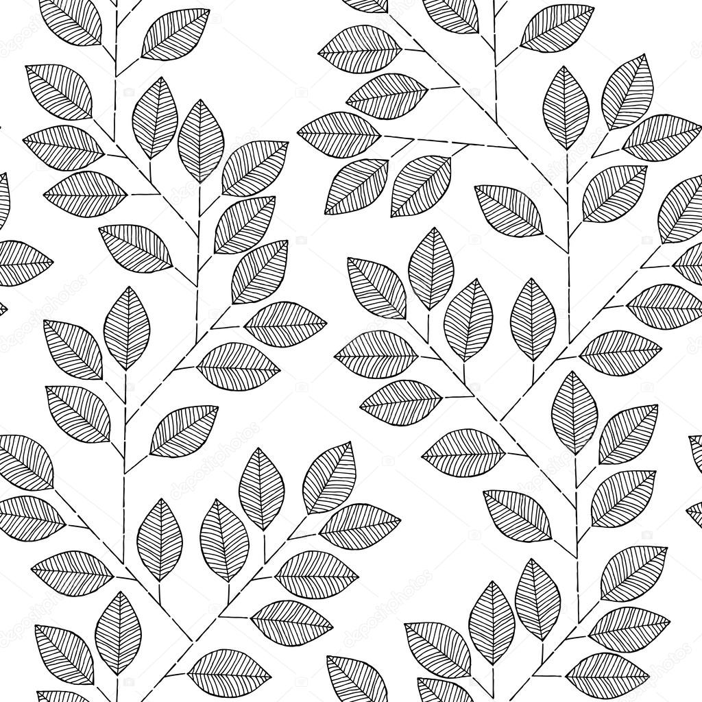 Tree branch seamless pattern in black and white Stock Vector Image by ...