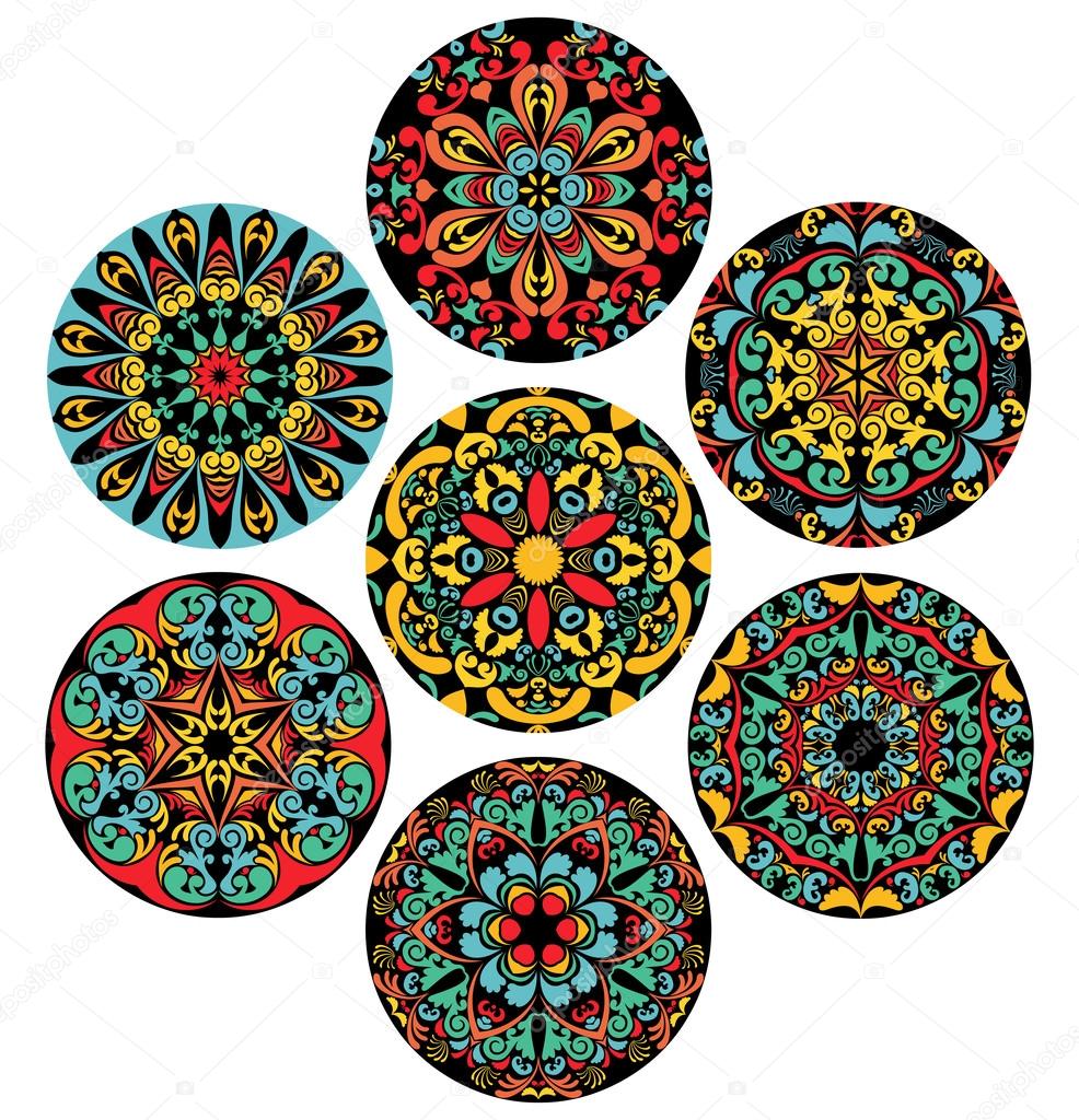 Set Of Brigh Circle Patterns Stock Vector by ©KsanasK 45864189