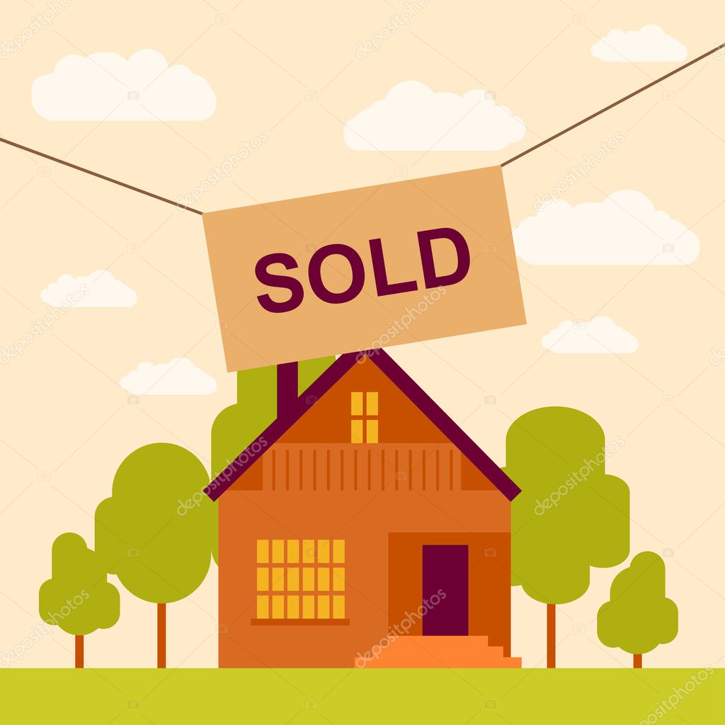 Vector illustration of sold house Stock Vector Image by ©kimiko16 #42627405
