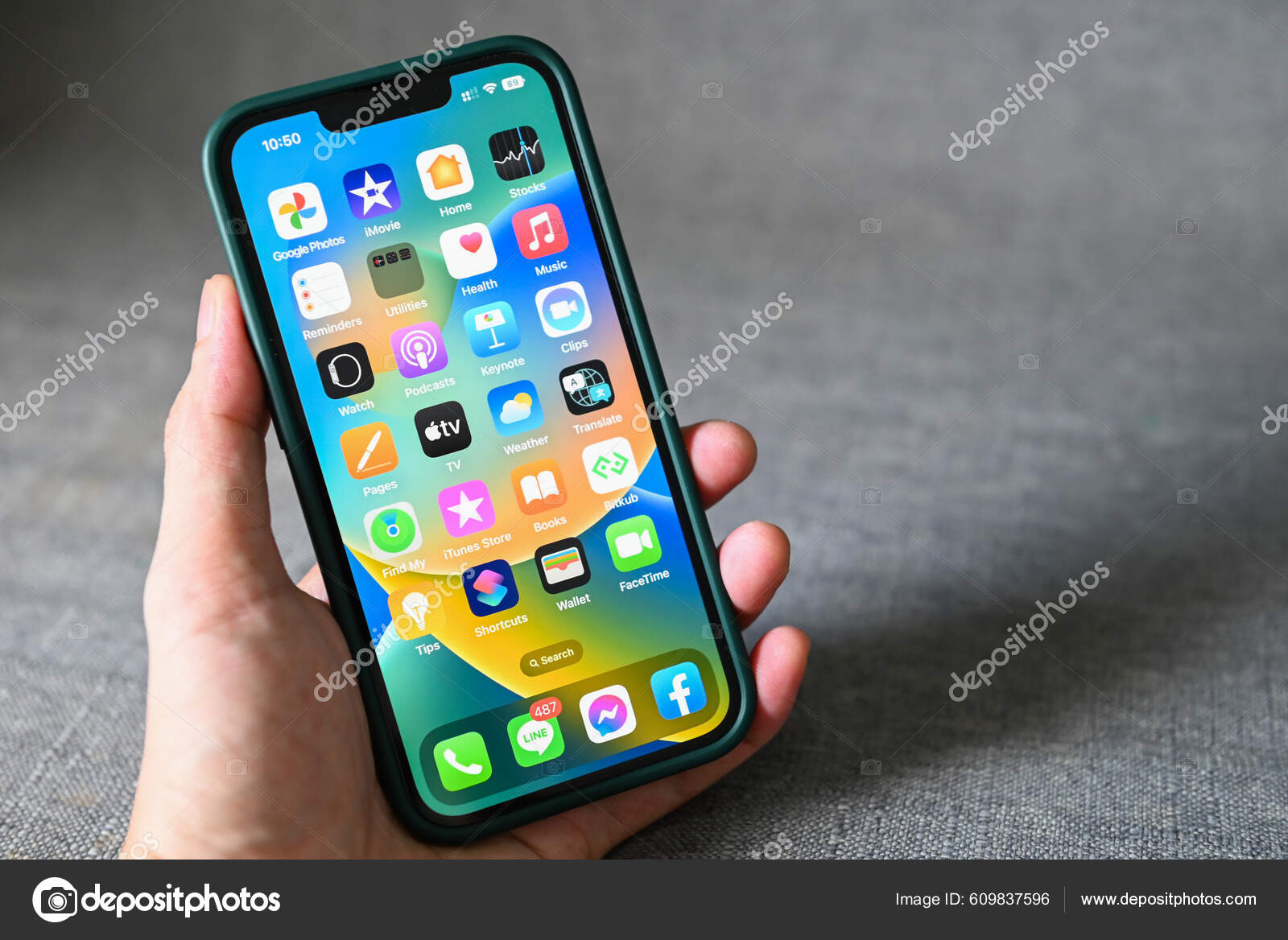 Iphone Ios Logo Home Screen Close New Operating System 2022 — Stock ...