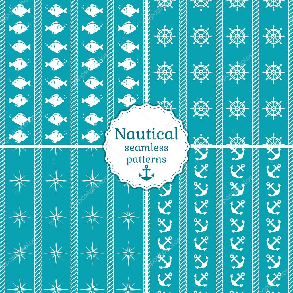 Nautical seamless patterns. Vector collection. Stock Vector by ...