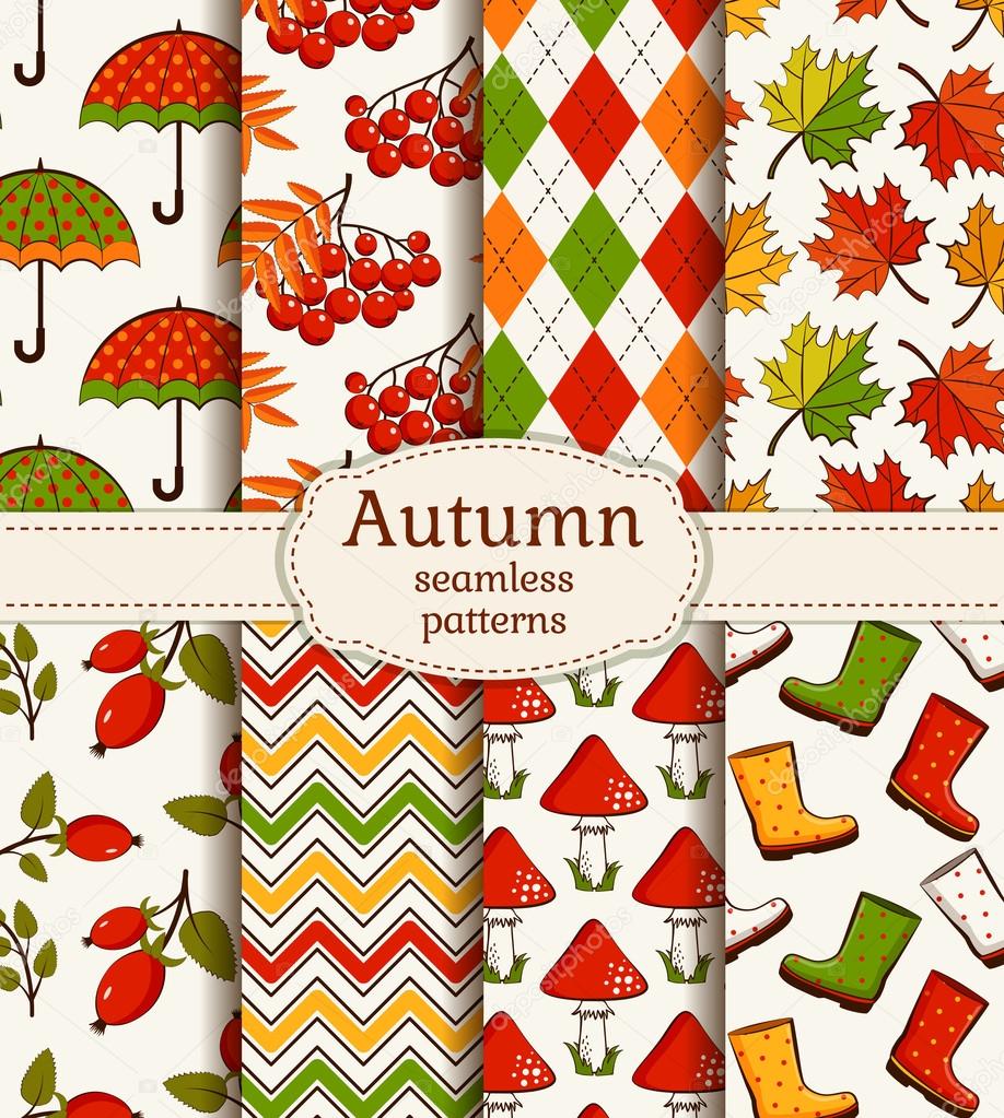 Autumn seamless patterns. Vector set. Stock Vector Image by ©Rainledy ...