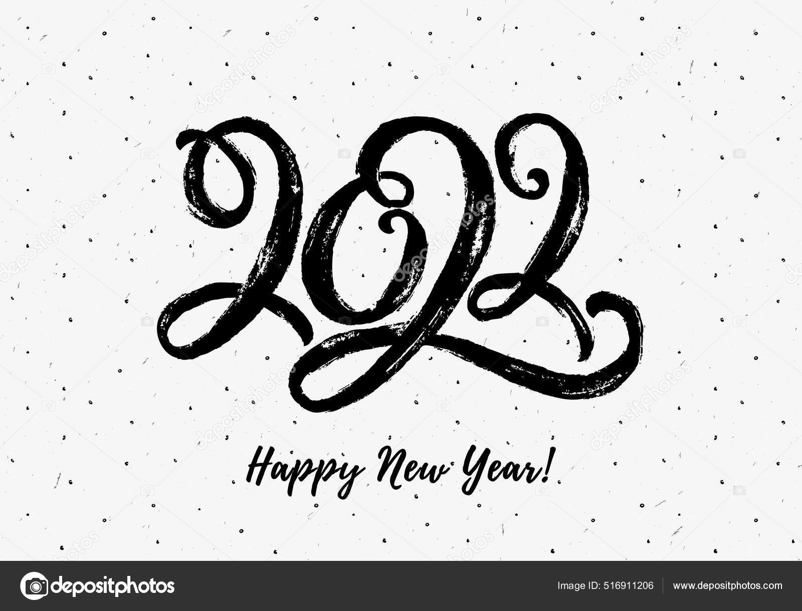 2022 Lettering Felice Anno Nuovo Biglietto Auguri Figure Pennello ...