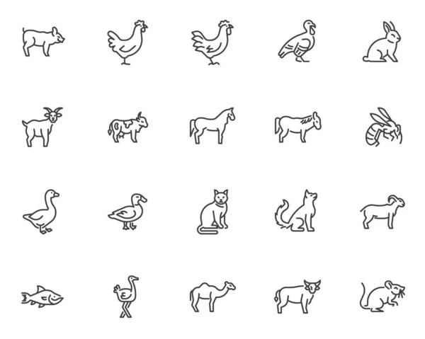 Animals side view line icons set Stock Vector by ©avicons 255897274