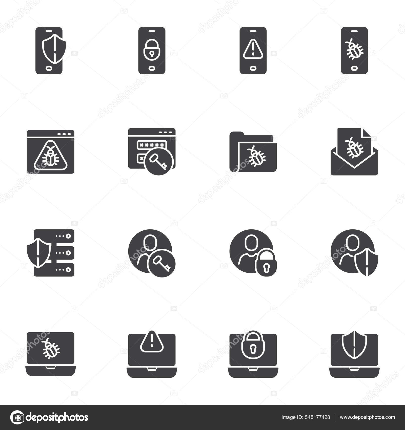 Data and cyber security vector icons set Stock Vector Image by ©avicons ...