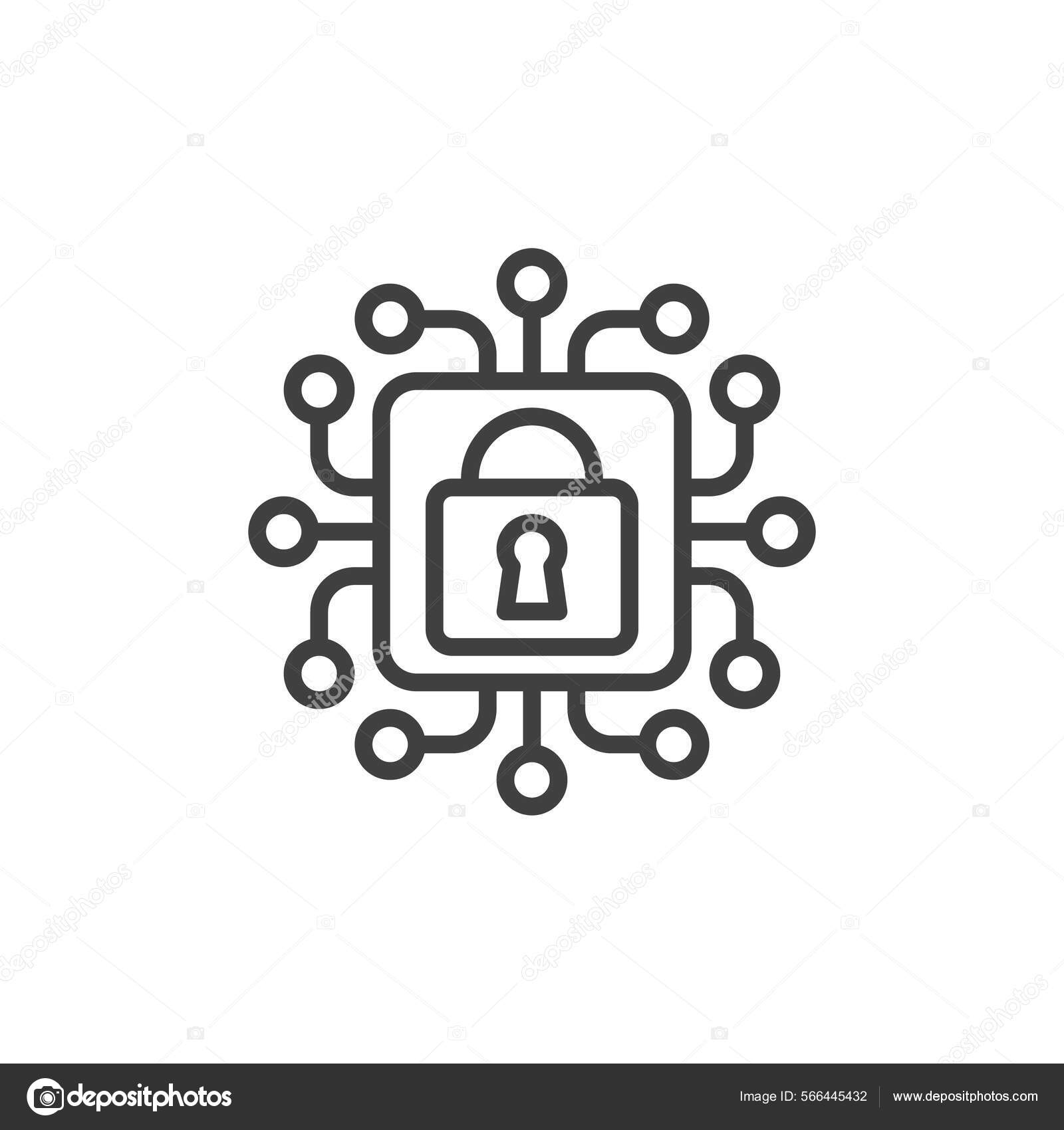 Cyber lock line icon Stock Vector by ©avicons 566445432