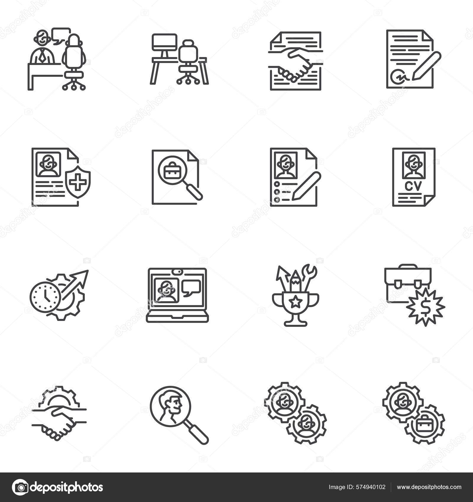 Recruitment Agency Line Icons Set Outline Vector Symbol Collection ...