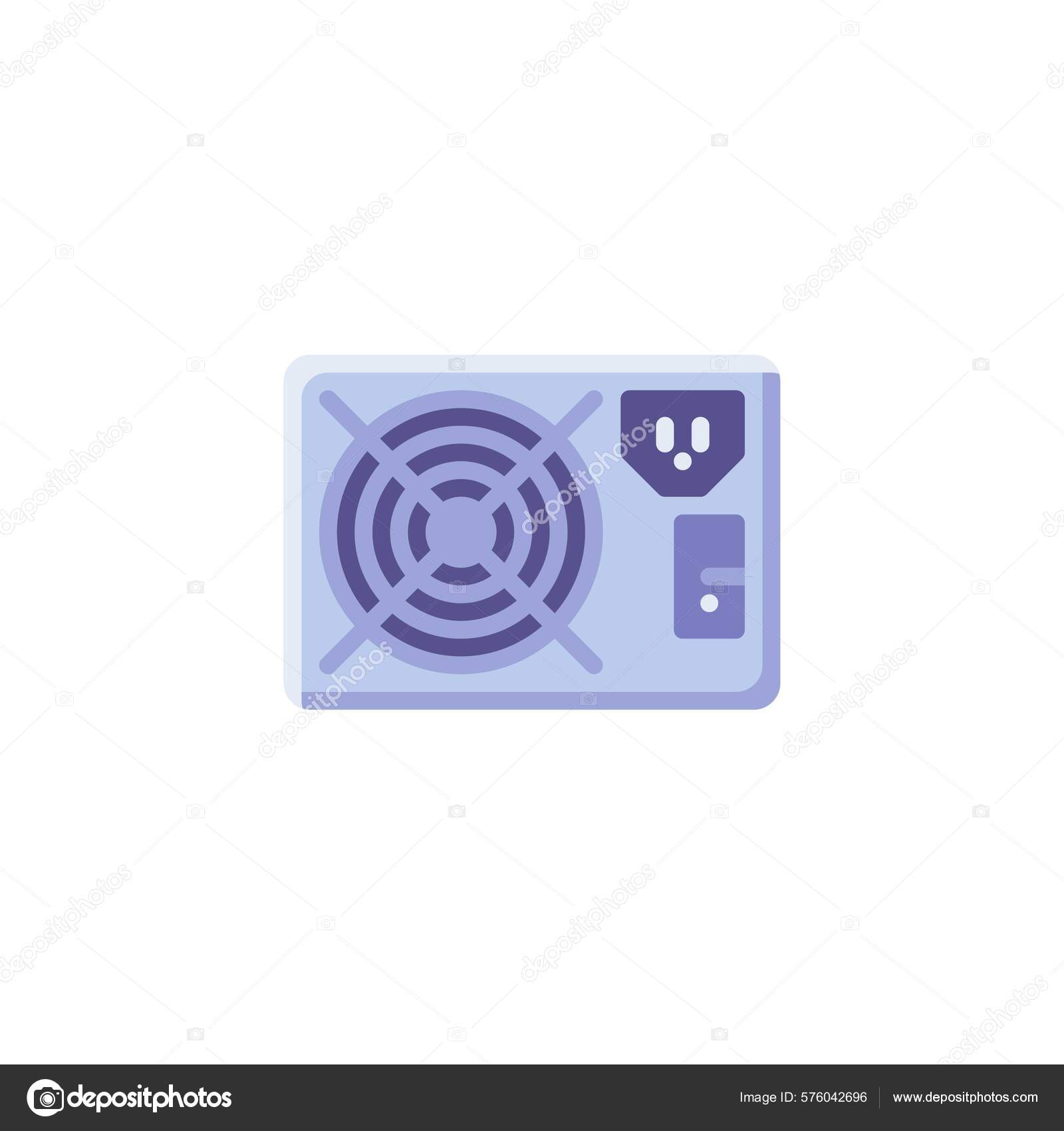 Power Supply Flat Icon Vector Sign Computer Power Unit Colorful Stock ...