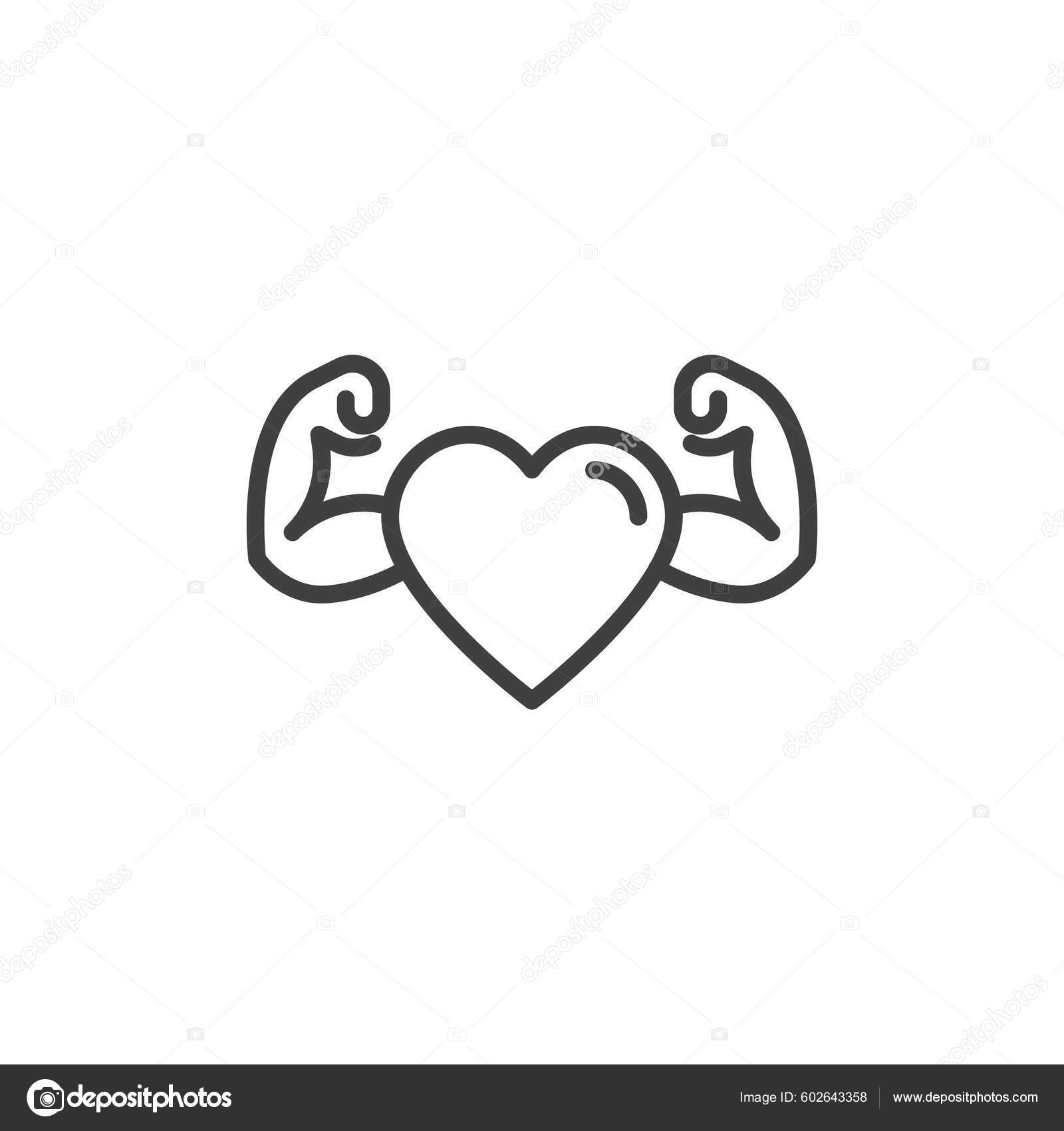 Strong Heart Line Icon Linear Style Sign Mobile Concept Web Stock ...