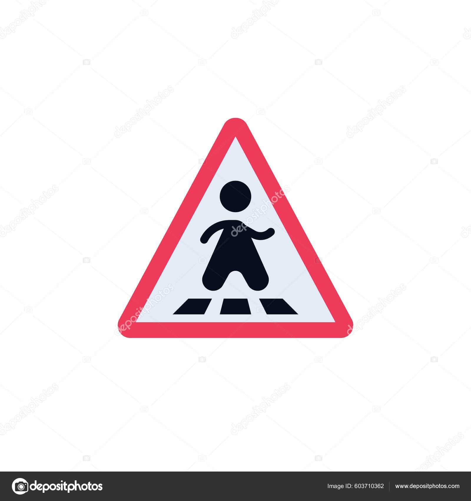 Pedestrian Crossing Road Sign Flat Icon Colorful Pictogram Isolated ...