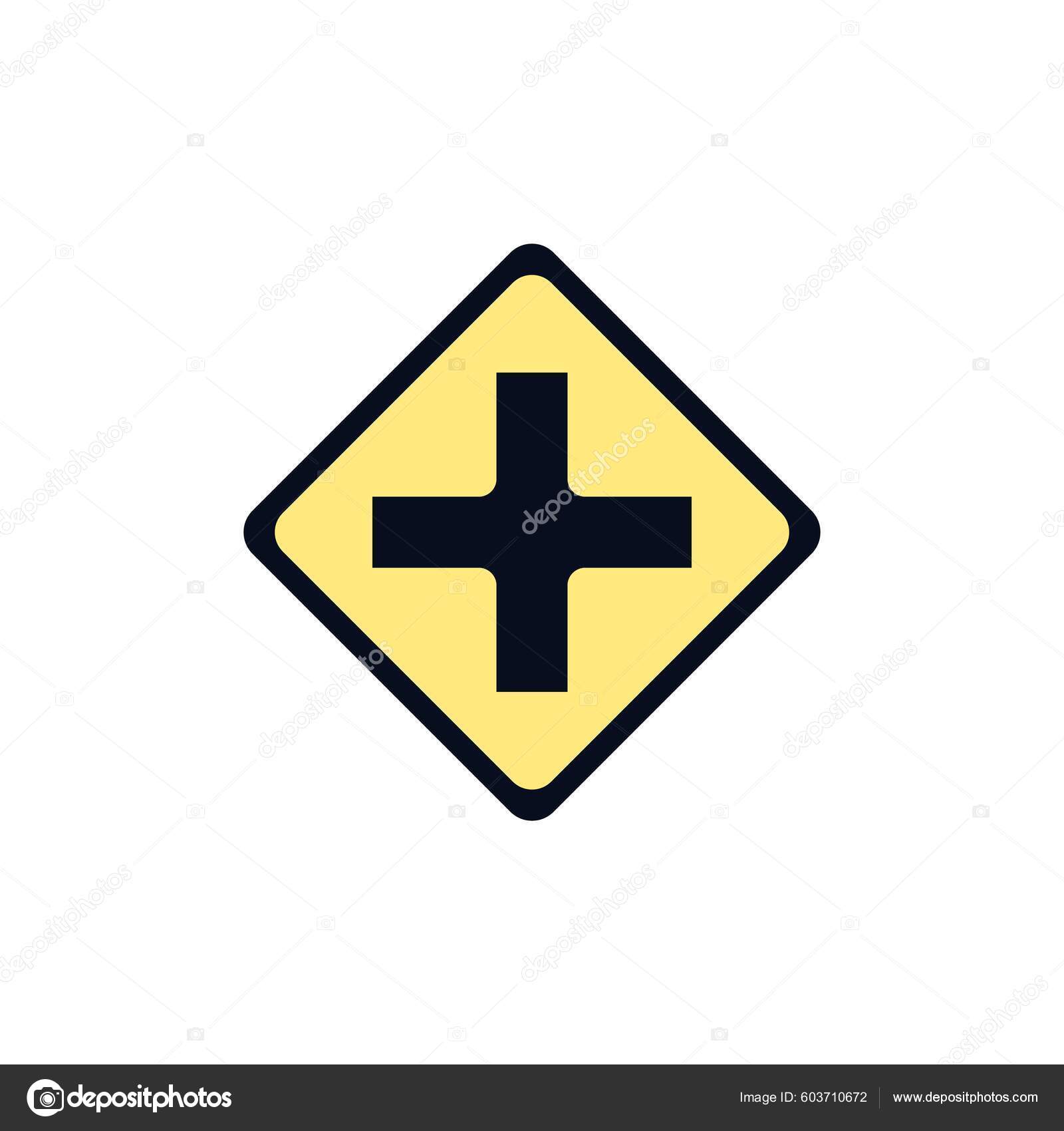 Intersection Road Sign Flat Icon Colorful Pictogram Isolated White ...