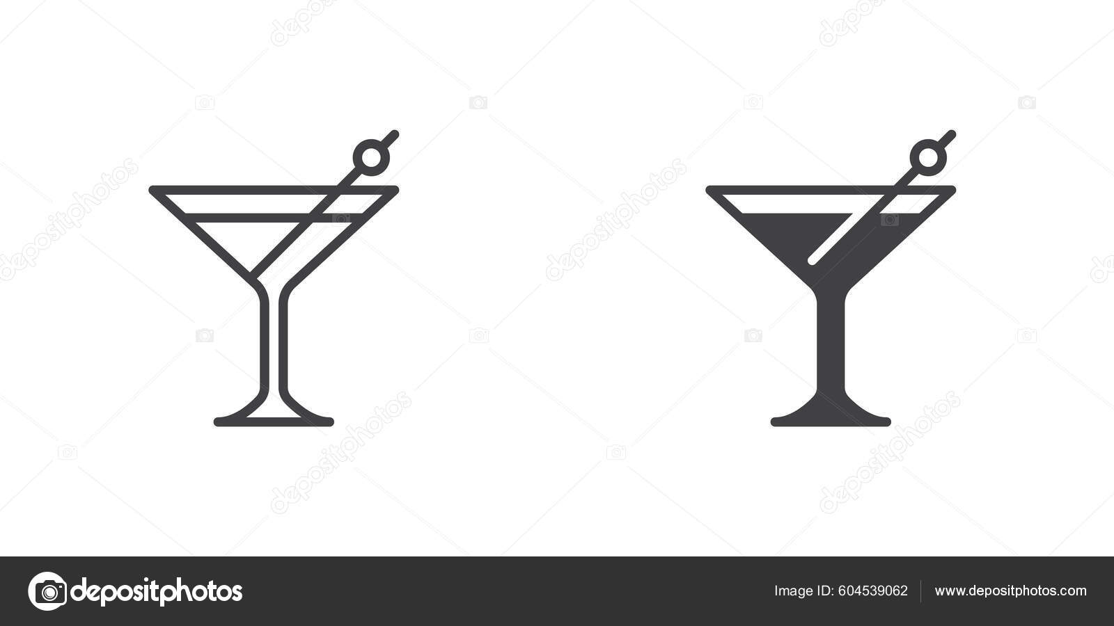 Martini Cocktail Icon Line Glyph Version Outline Filled Vector Sign ...