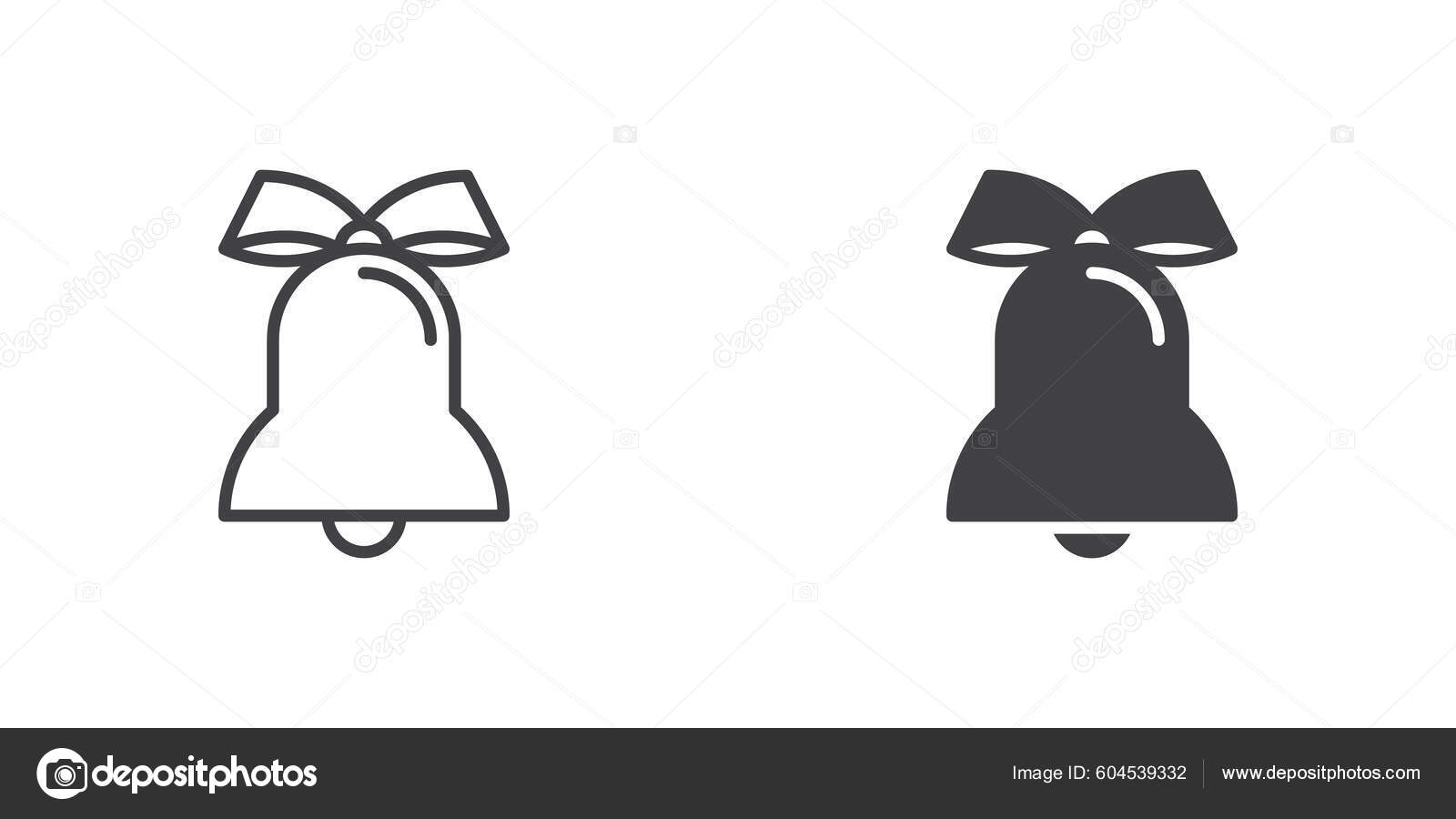 Bell Bow Ribbon Icon Line Glyph Version Outline Filled Vector Stock ...